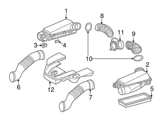 Genuine Mercedes 1130900601 Air Filter Housing; Right - Mercedes