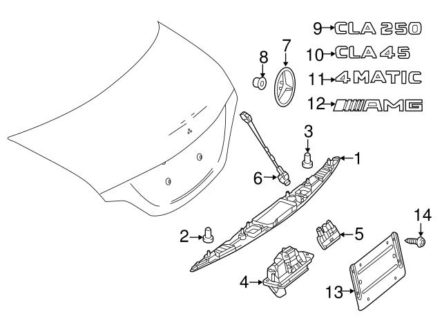 Genuine Mercedes 117750009364 Deck Lid Finish Panel; Rear - Mercedes ...