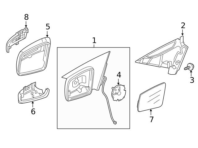 Genuine Mercedes 1178101900 Door Mirror; Front Left - Mercedes | 1178100976