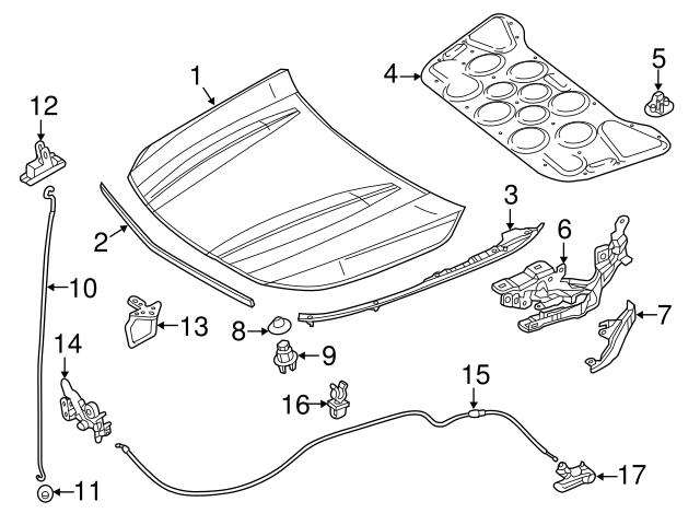 Genuine Mercedes 1178800197 Hood Seal; Front Left - Mercedes
