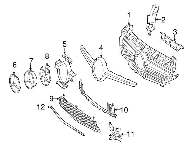 Genuine Mercedes 1178801303 Grille; Front Upper - Mercedes