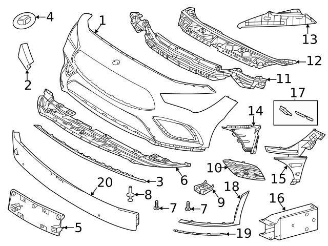 Genuine Mercedes 1188855301 Bumper Trim Cover; Front Left Lower - Mercedes