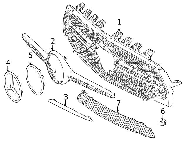 Genuine Mercedes 1188882400 Grille; Front Upper - Mercedes