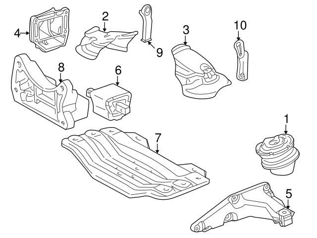 Genuine Mercedes 1402421340 Engine Mount Bracket; Left Rear, Right Rear ...