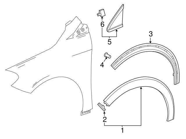 Genuine Mercedes 1409910098 Fender Molding Retainer; Left, Right