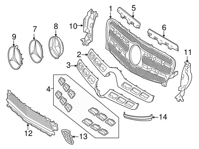 Genuine Mercedes 1568804100 Bumper Cover Grille; Front Lower Center ...