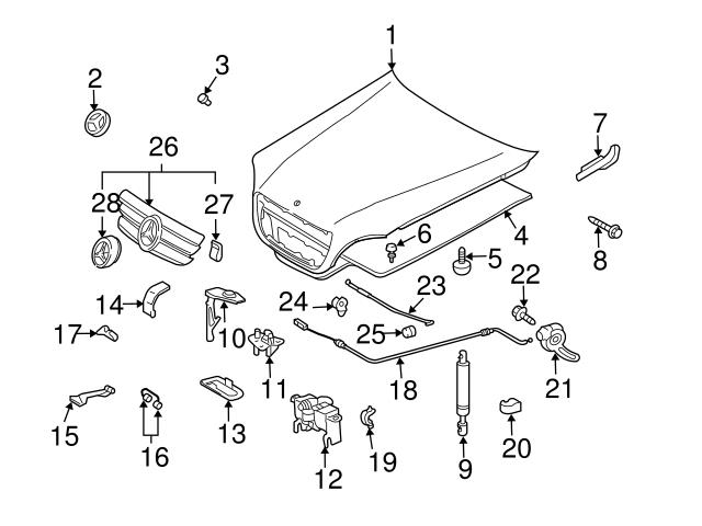 Genuine Mercedes 1638800660 Hood Latch; Front Upper Left/Right ...