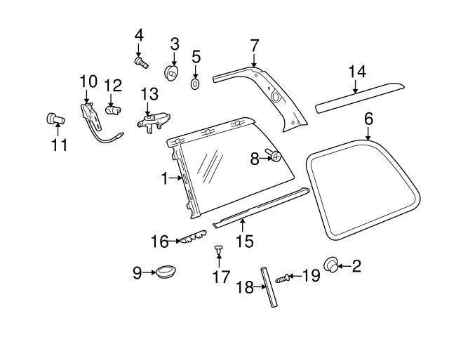 Genuine Mercedes 1646740027 Quarter Glass Seal; Left, Right - Mercedes