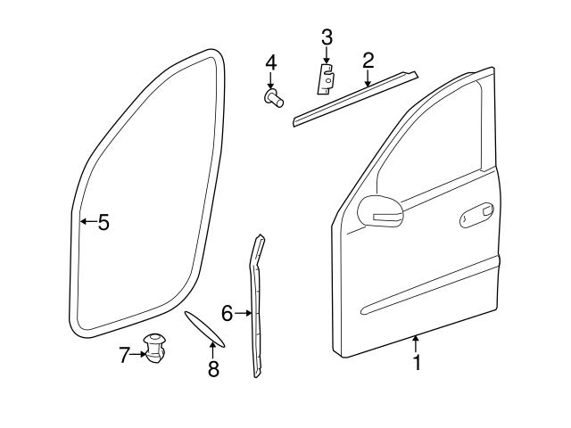 Genuine Mercedes 1646907680 Door Window Belt Weather Strip; Right ...