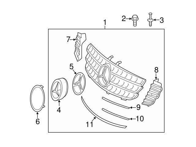 Genuine Mercedes 16488019857167 Grille; Front - Mercedes