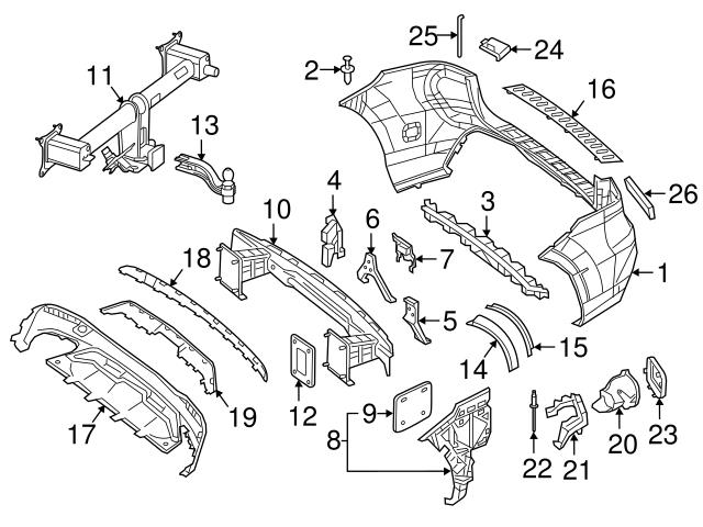 Genuine Mercedes 1648805114 Bumper Cover Bracket; Rear Center - Mercedes