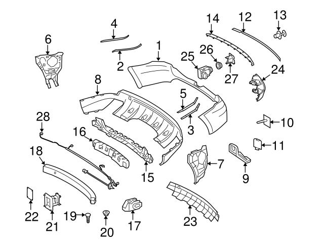Genuine Mercedes 1648852765 Bumper Cover Bracket; Rear Left - Mercedes ...