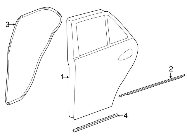 Genuine Mercedes 1667350465 Door Window Belt Weather Strip; Rear Right ...