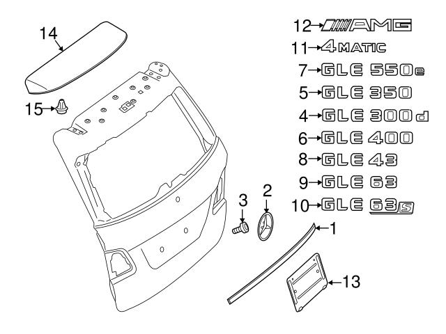 Genuine Mercedes 1668170016 Hatch Emblem; Rear - Mercedes
