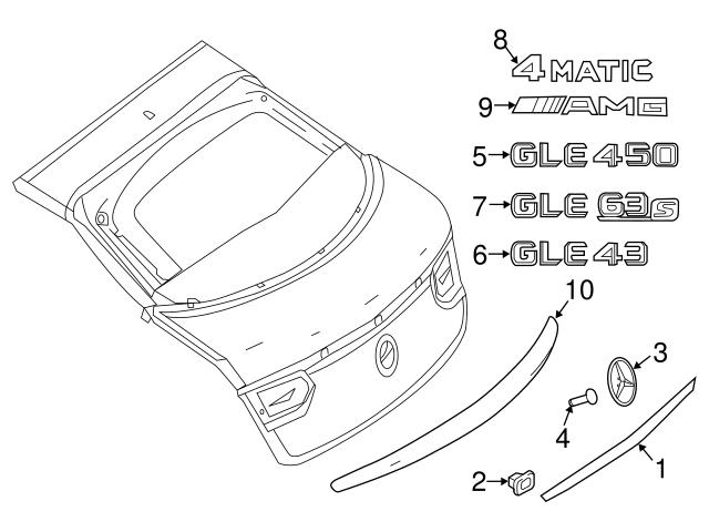 Genuine Mercedes 1668176300 Hatch Emblem; Rear - Mercedes