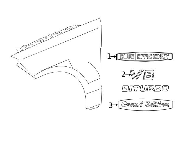 Genuine Mercedes 1668177600 Fender Emblem; Front Left/Right - Mercedes