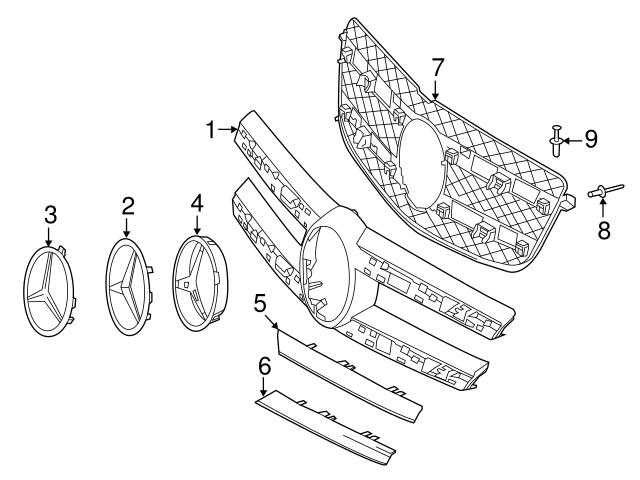 Genuine Mercedes 1668850054 Grille Molding; Front - Mercedes