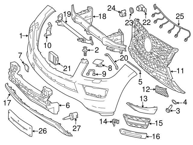 Genuine Mercedes 1668853025 Bumper Corner Cover; Front Right - Mercedes