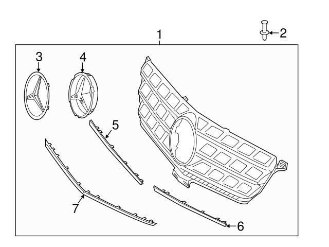 Genuine Mercedes 1668881285 Grille Molding; Front Right Upper ...