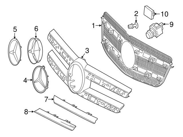 Genuine Mercedes 166888198564 Grille Molding; Front Left Lower ...