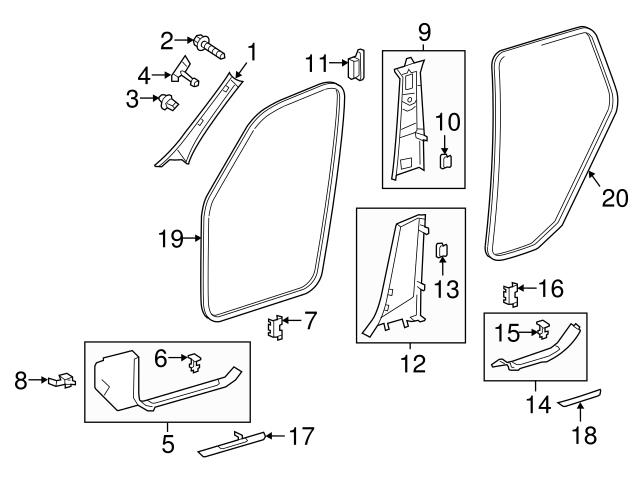 Genuine Mercedes 1689881078 B Pillar Trim Panel Clip; Left Upper, Right ...