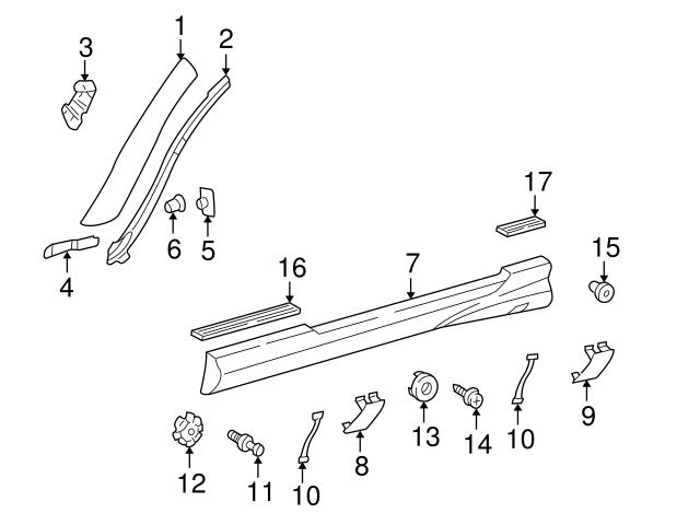 Genuine Mercedes 1709880678 A Pillar Trim Panel Clip; Left, Right ...