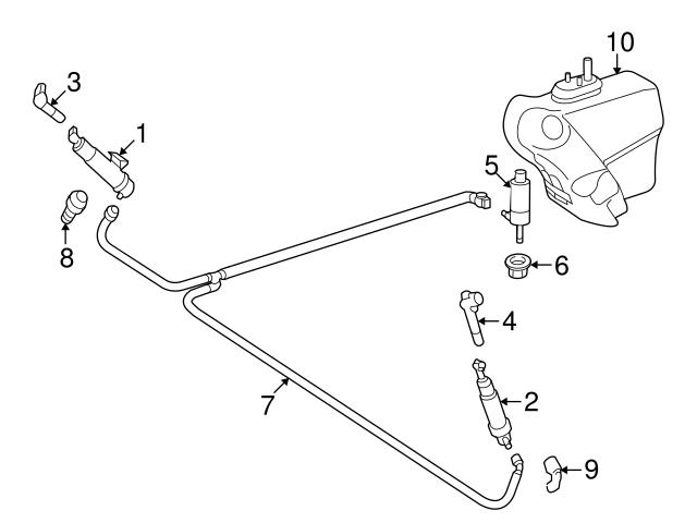 Genuine Mercedes 1718600192 Windshield Washer Hose; Front - Mercedes