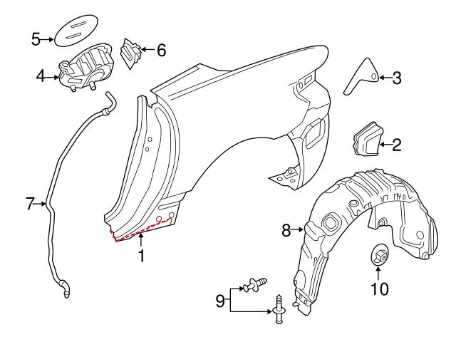 Genuine Mercedes 1727500006 Fuel Filler Door; Rear - Mercedes