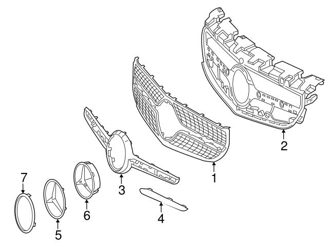 Genuine Mercedes 1728850521 Grille Molding; Front Left - Mercedes