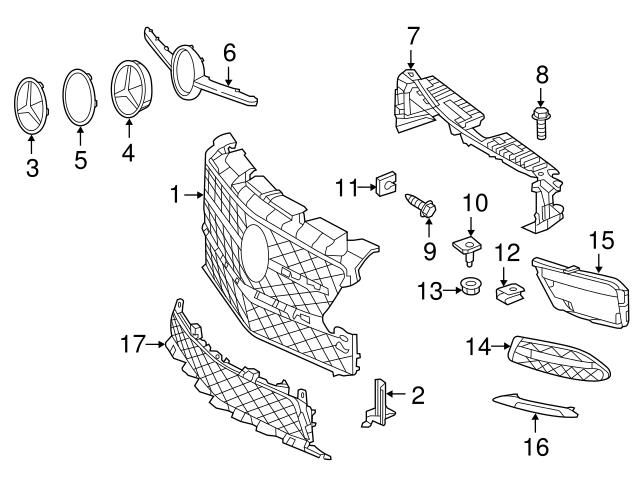 Genuine Mercedes 1728880560 Grille; Front Upper - Mercedes