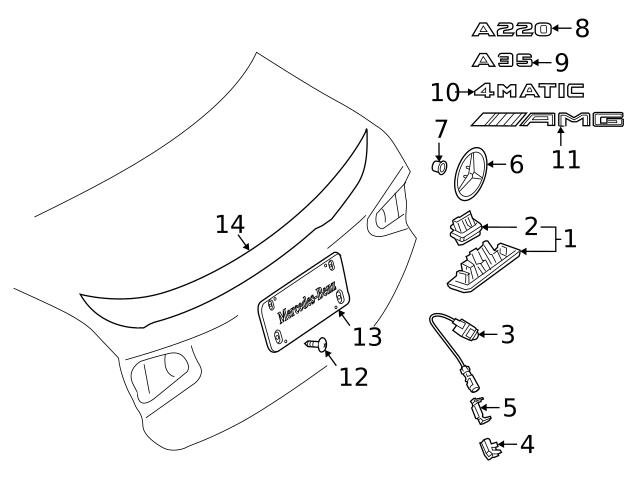 Genuine Mercedes 1778170100 Hatch Emblem; Rear - Mercedes