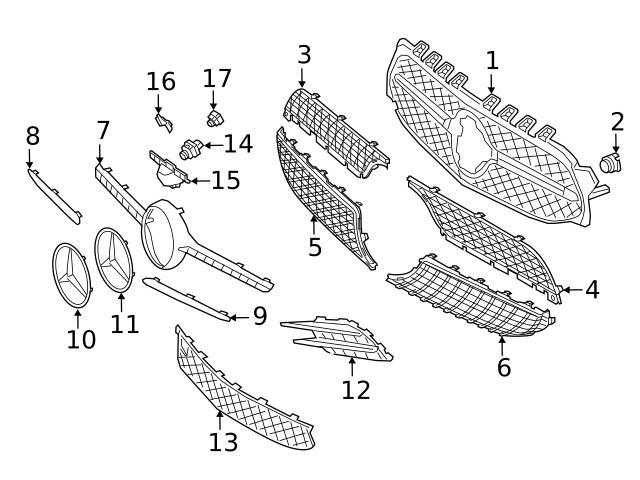 Genuine Mercedes 1778806903 Grille; Front - Mercedes