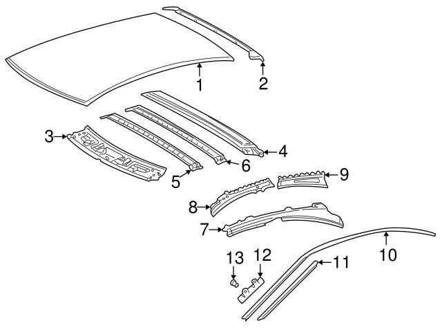 Genuine Mercedes 2036982998 Roof Drip Molding Seal; Left - Mercedes