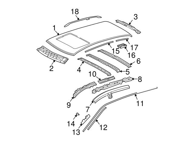 Genuine Mercedes 2036983298 Roof Drip Molding Seal; Right - Mercedes