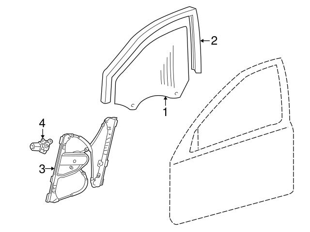 Genuine Mercedes 2037203946 Window Regulator; Front Left - Mercedes