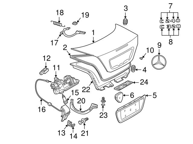 Genuine Mercedes 2037500793 Trunk Lid Handle - Mercedes | 2037500193 ...