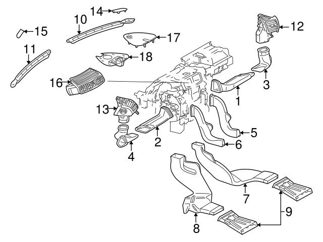 Genuine Mercedes 20383022547206 Dashboard Air Vent; Center - Mercedes