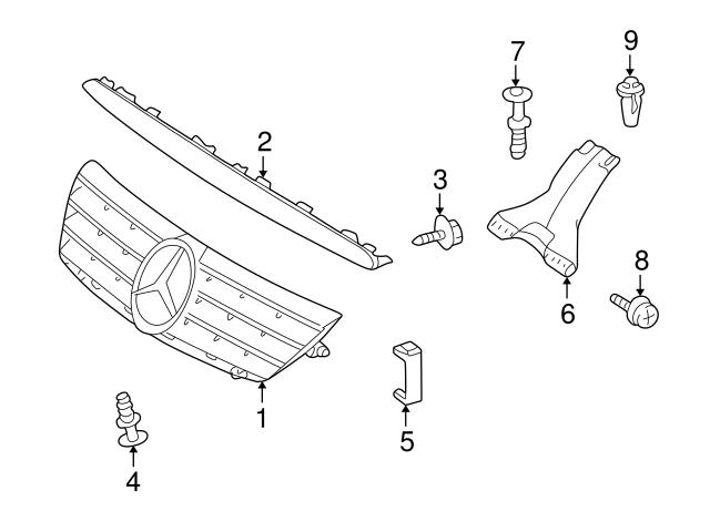 Genuine Mercedes 2038800283 Grille Molding; Front - Mercedes