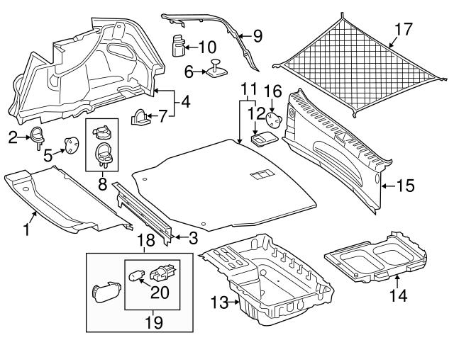 Genuine Mercedes 2039900092 Trunk Trim Panel Clip; Left, Right - Mercedes