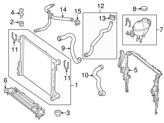 Genuine Mercedes 2045012982 Radiator Coolant Hose; Lower Left/Right ...