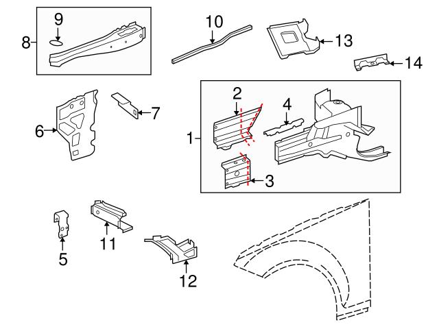 Genuine Mercedes 2046262052 Fender Seal; Right Upper - Mercedes