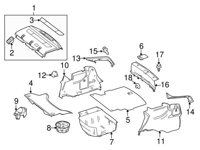 Genuine Mercedes 2046940725 Trunk Trim Panel; Rear Left Upper - Mercedes