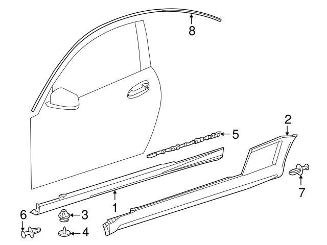 Genuine Mercedes 2046980062 Rocker Panel Molding Bracket; Right - Mercedes