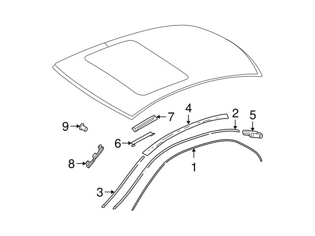 Genuine Mercedes 204698062764 Roof Molding Bracket; Left, Right ...