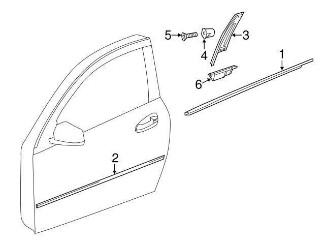 Genuine Mercedes 2047252865 Door Belt Molding; Front Right - Mercedes