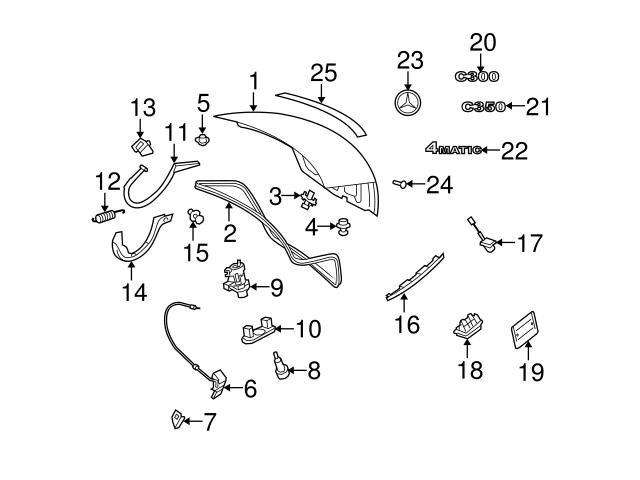 Genuine Mercedes 2047402293 Deck Lid Finish Panel; Rear - Mercedes ...