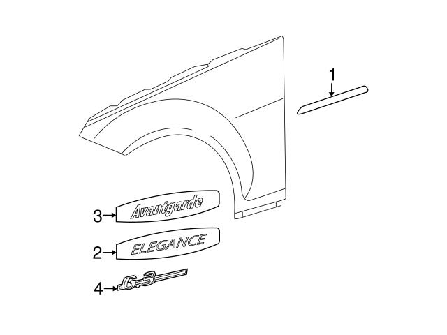 Genuine Mercedes 2048172720 Fender Emblem; Front Left/Right - Mercedes
