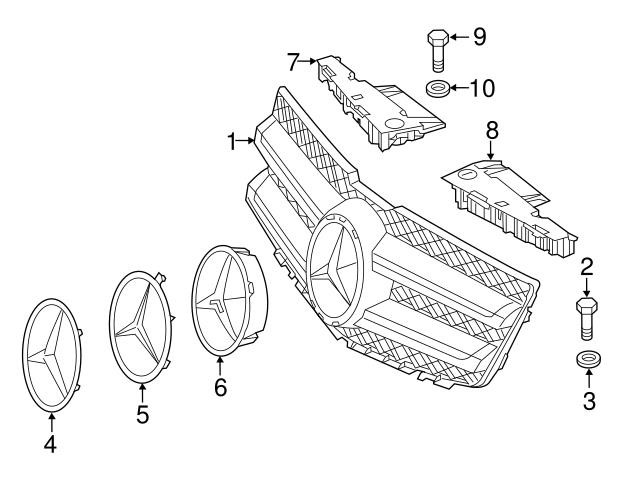 Genuine Mercedes 20488035839982 Grille; Front Upper - Mercedes
