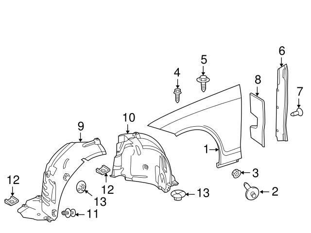 Genuine Mercedes 2048853237 Fender Insulator; Rear Right - Mercedes