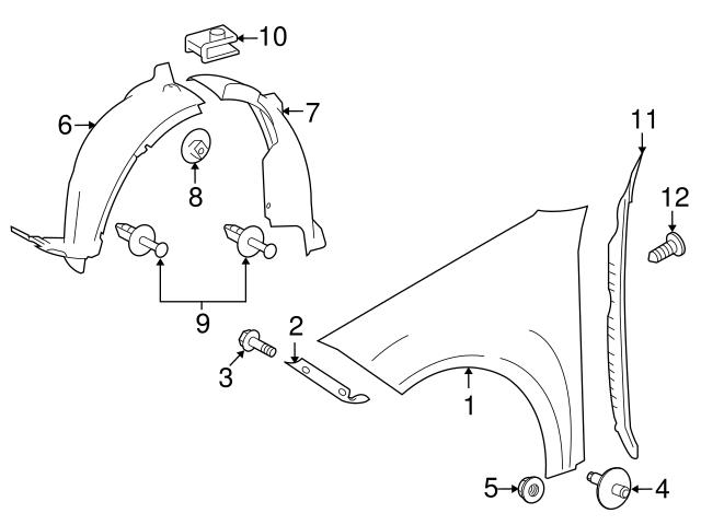 Genuine Mercedes 2048891295 Fender Bracket; Right - Mercedes